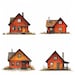 Building Art, Log Cabins, 2D Buildings, Cabin Clipart, Building Art, 2D ...