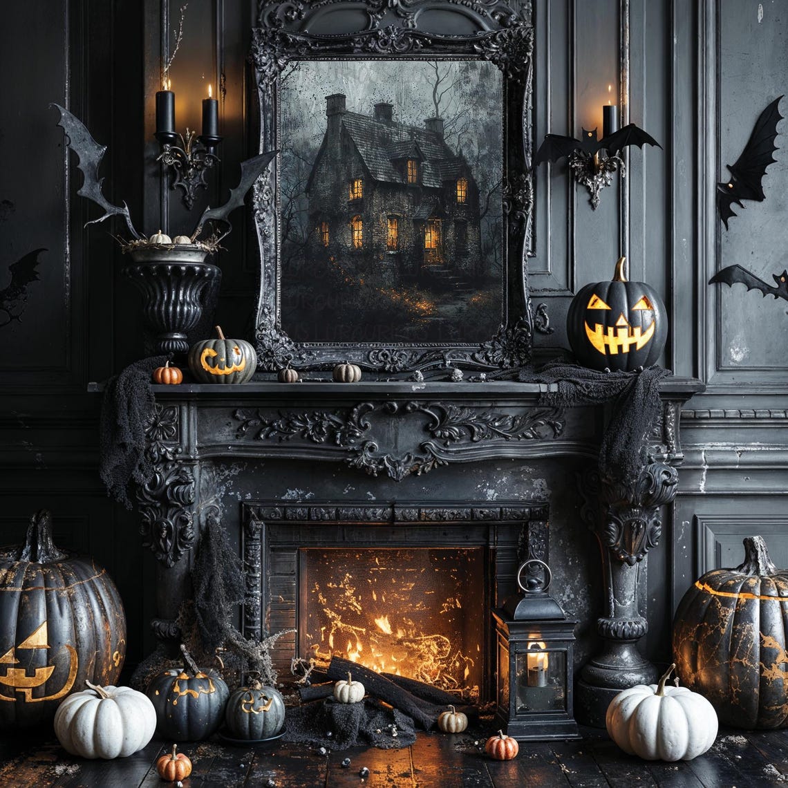 Witch House Drawing, Printable Witch House Art, Rustic Halloween Decor ...