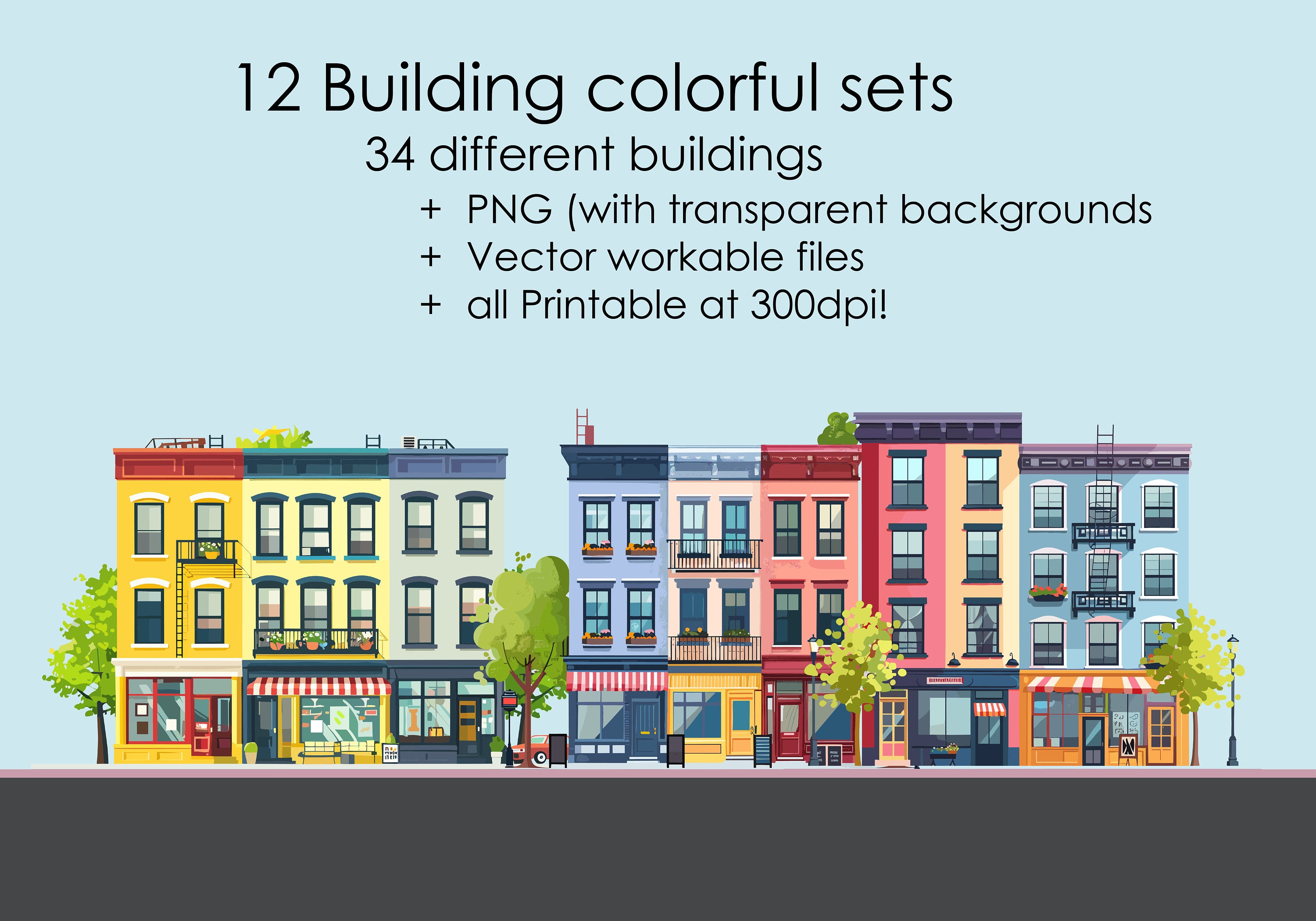 Building Art, Brownstone Buildings, 2D Buildings, Building Clipart ...