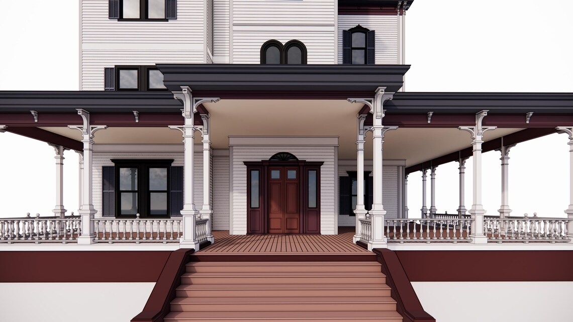 Victorian House 3D Model - Elegant 3 Story With a Large Tower ...