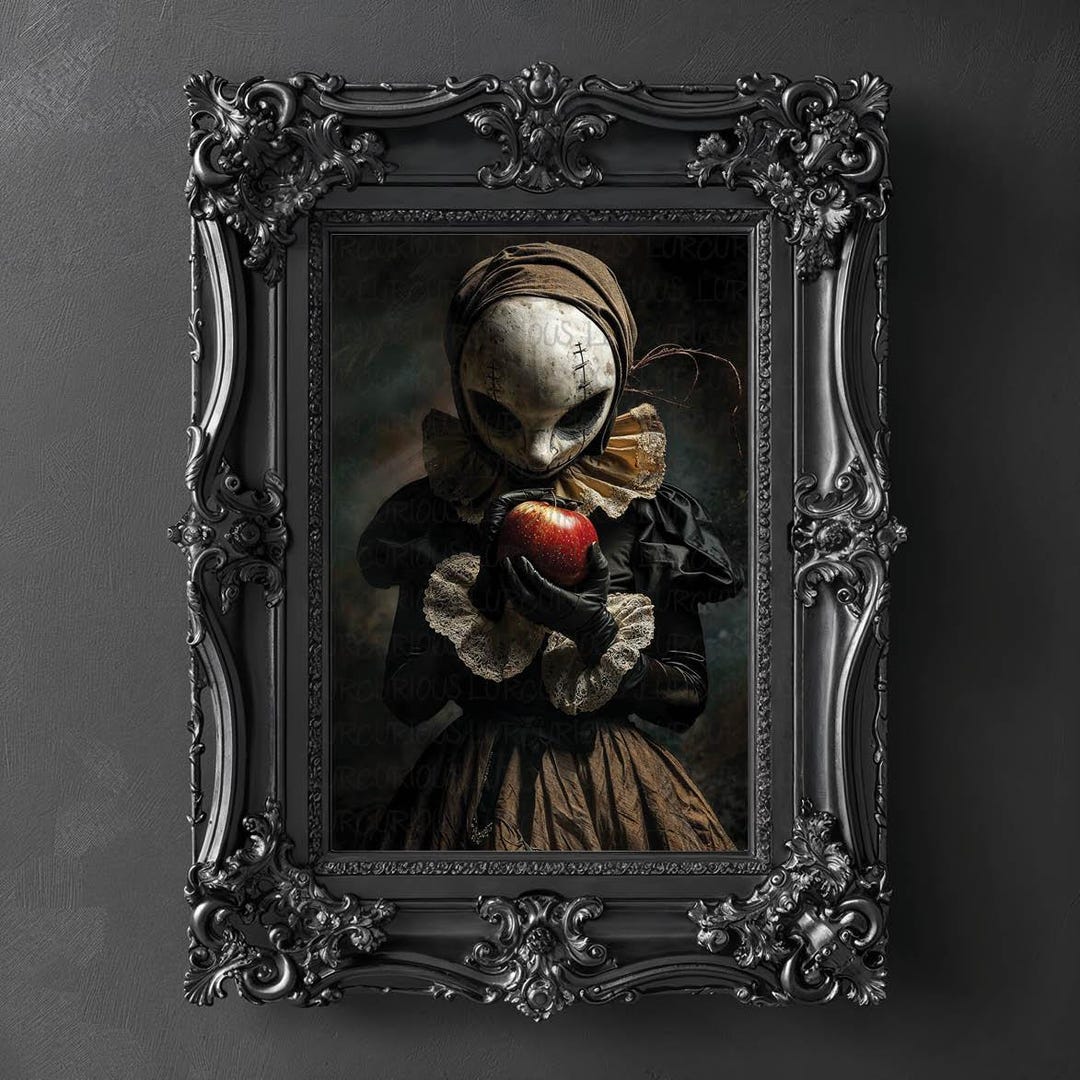 Creepy Art, Creepy Apple Art, Printable Creepy Art, Rustic Halloween ...