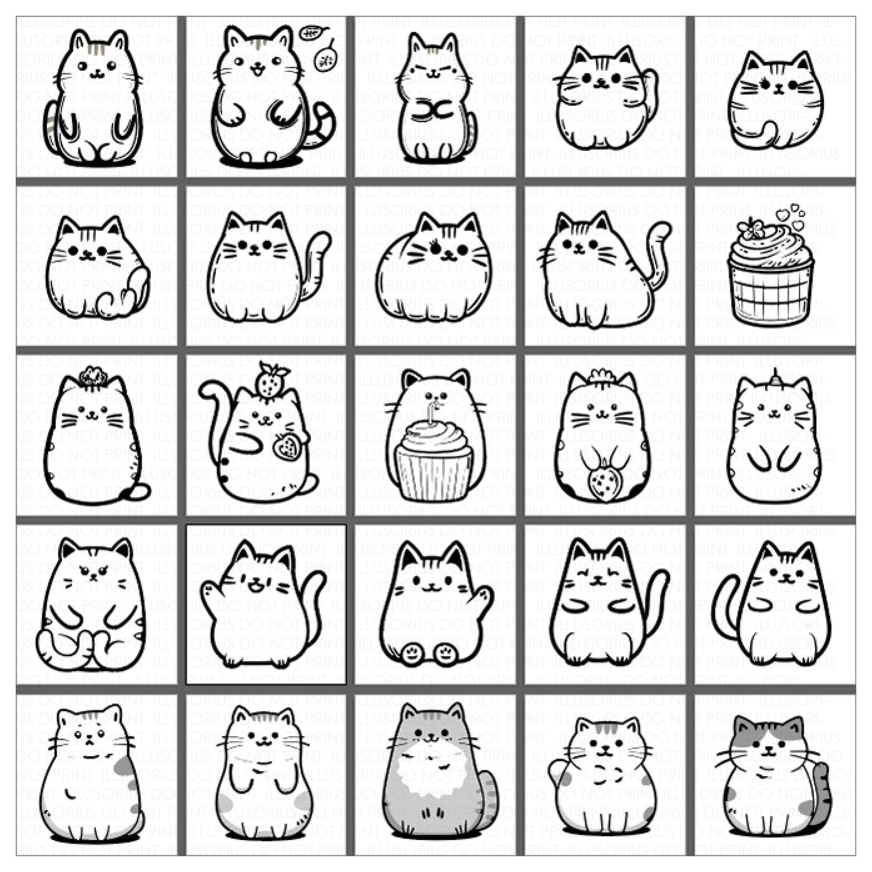 100 Cute Pusheen-inspired Kittens Coloring Book - Cat, Clipart, PNG and ...