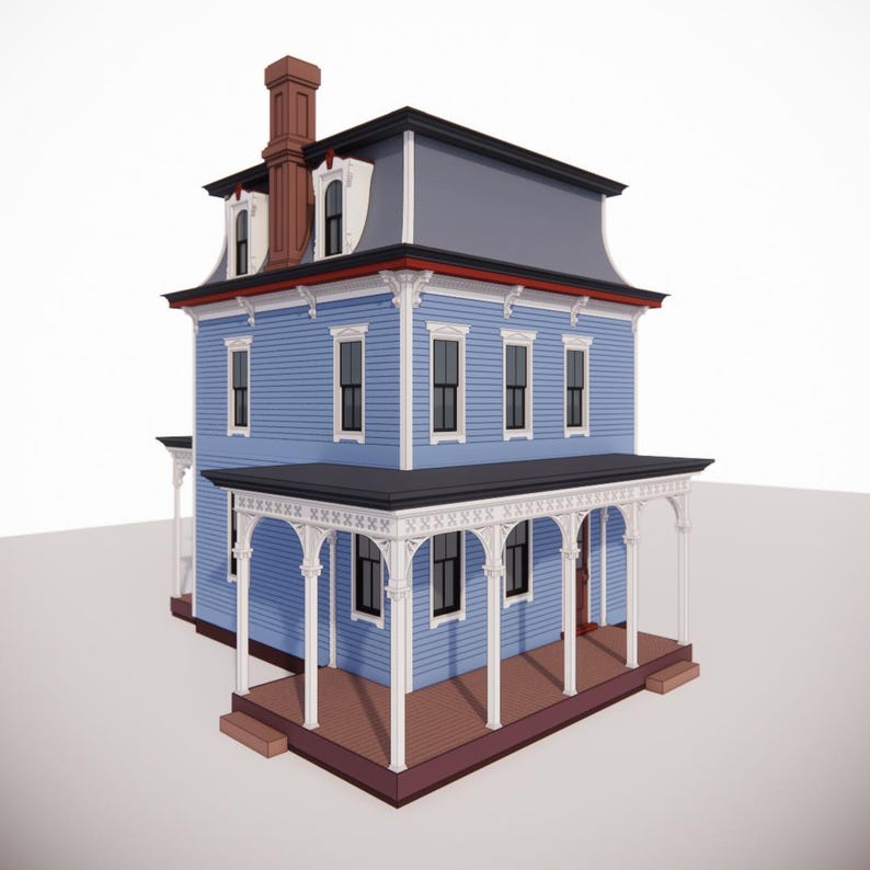 Blue Victorian House 3D Model – Sketchup Download - Etsy UK