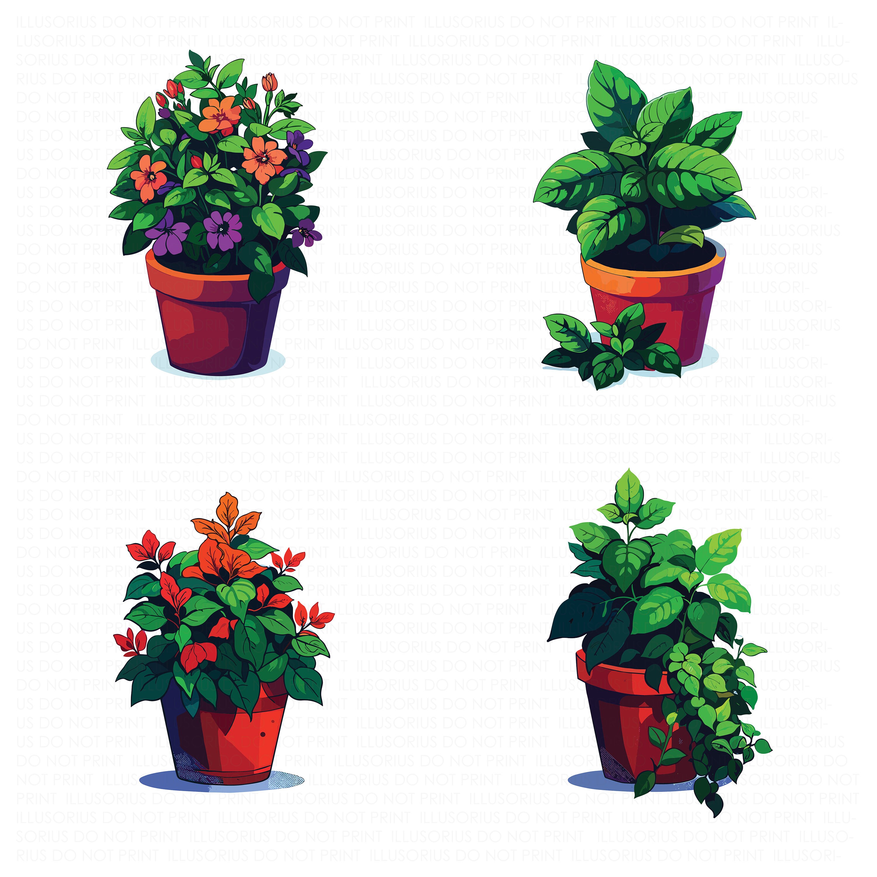 18 Vibrant Color Potted Plant, Plant Clipart PNG and PDF, House Plant ...