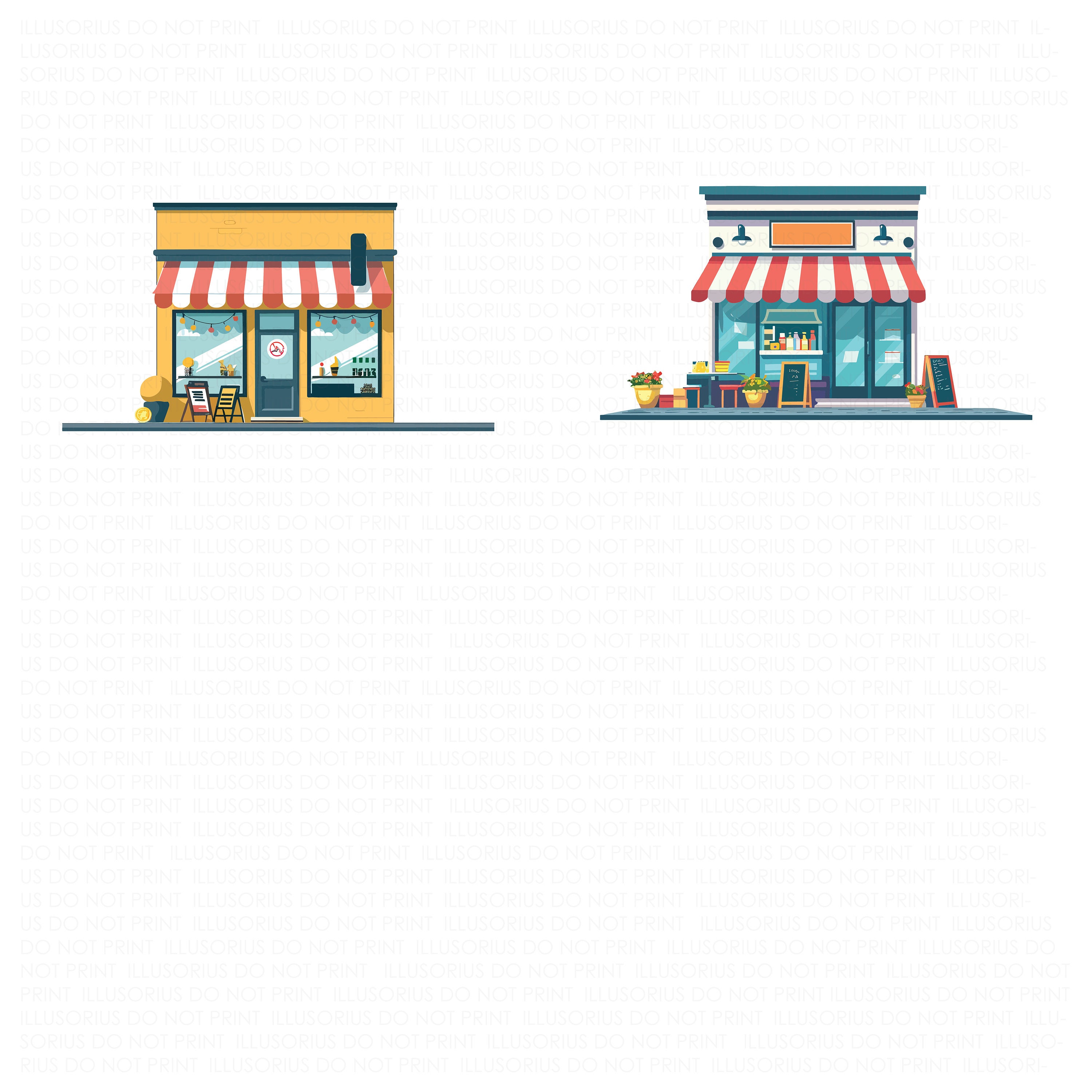10 Small Shops Buildings- Storefront Little Colorful Shops, Clipart ...