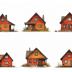 Building Art, Log Cabins, 2D Buildings, Cabin Clipart, Building Art, 2D ...