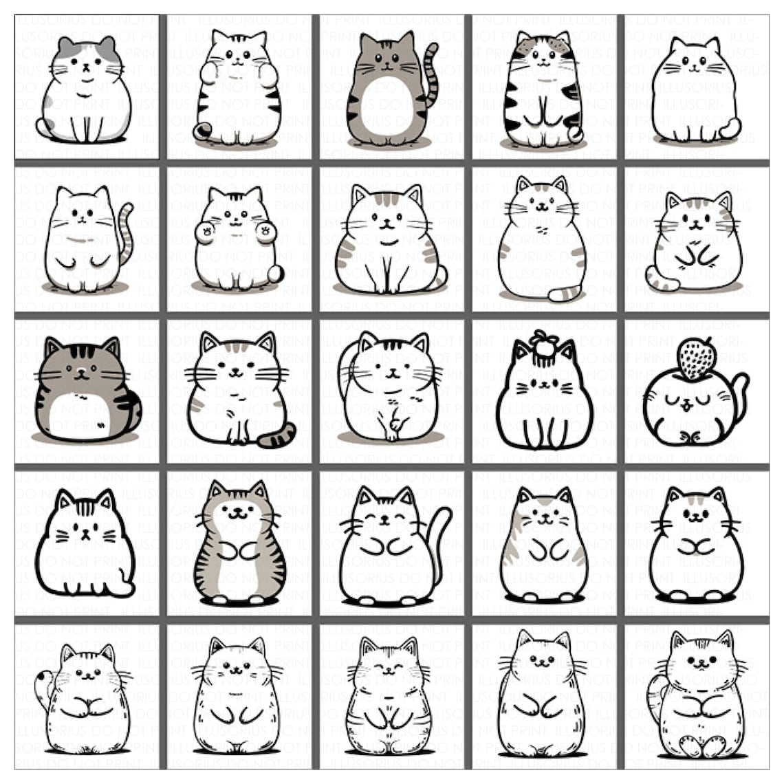 100 Cute Pusheen-inspired Kittens Coloring Book - Cat, Clipart, PNG and ...