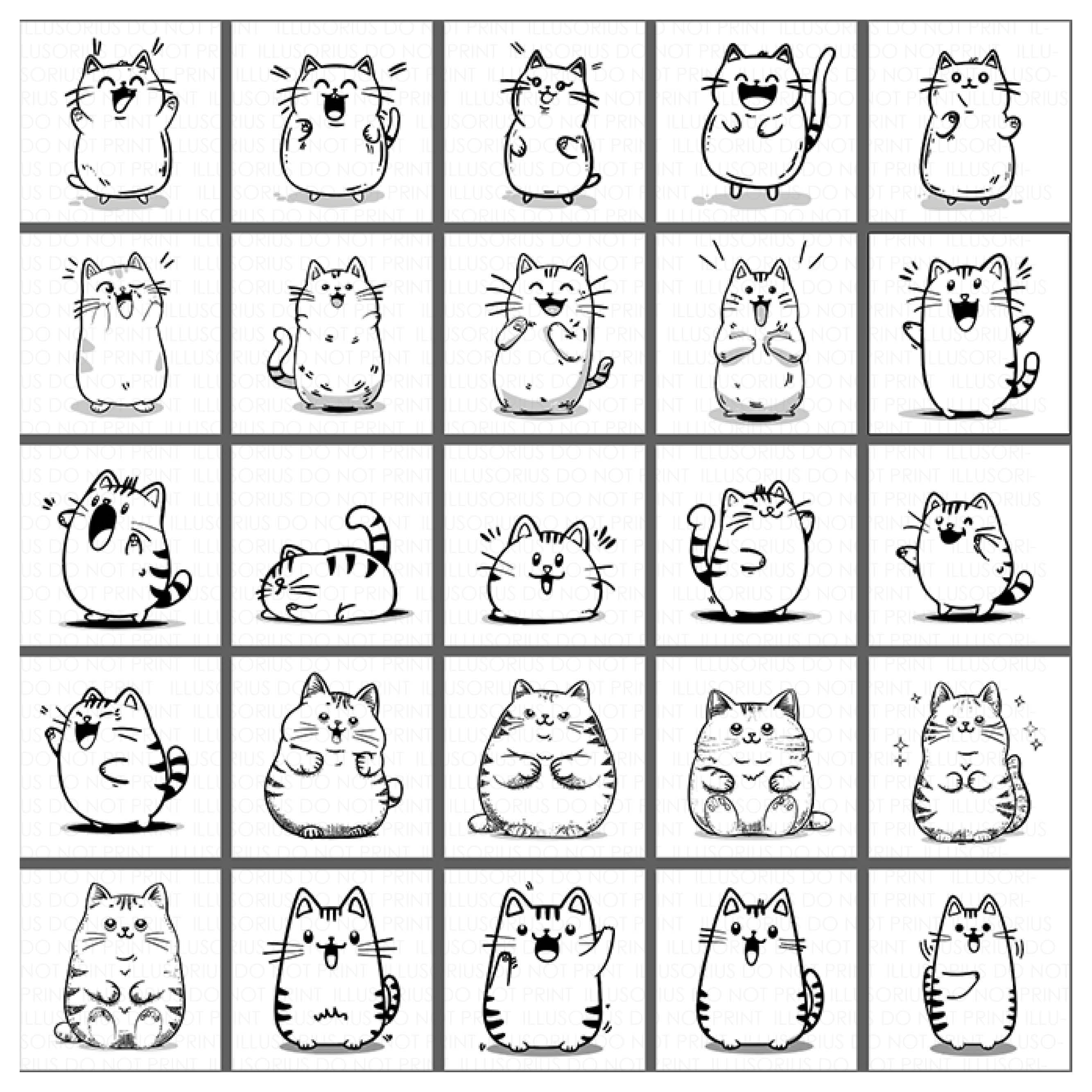 150 Pusheen-inspired Kittens Coloring Book – PNG & PDF Clipart (digital ...