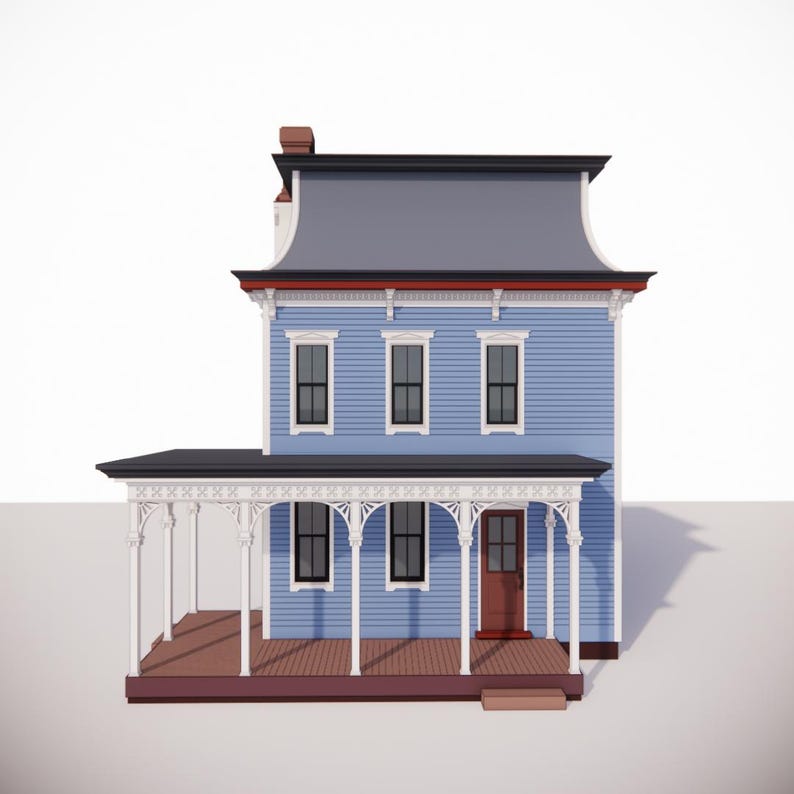 Blue Victorian House 3D Model – Sketchup Download - Etsy UK