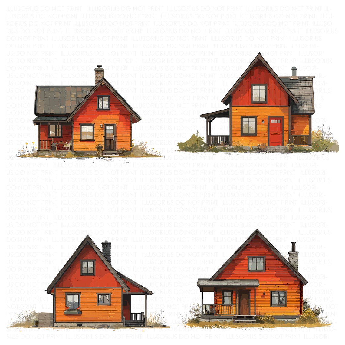 Building Art, Log Cabins, 2D Buildings, Cabin Clipart, Building Art, 2D ...