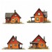 Building Art, Log Cabins, 2D Buildings, Cabin Clipart, Building Art, 2D ...