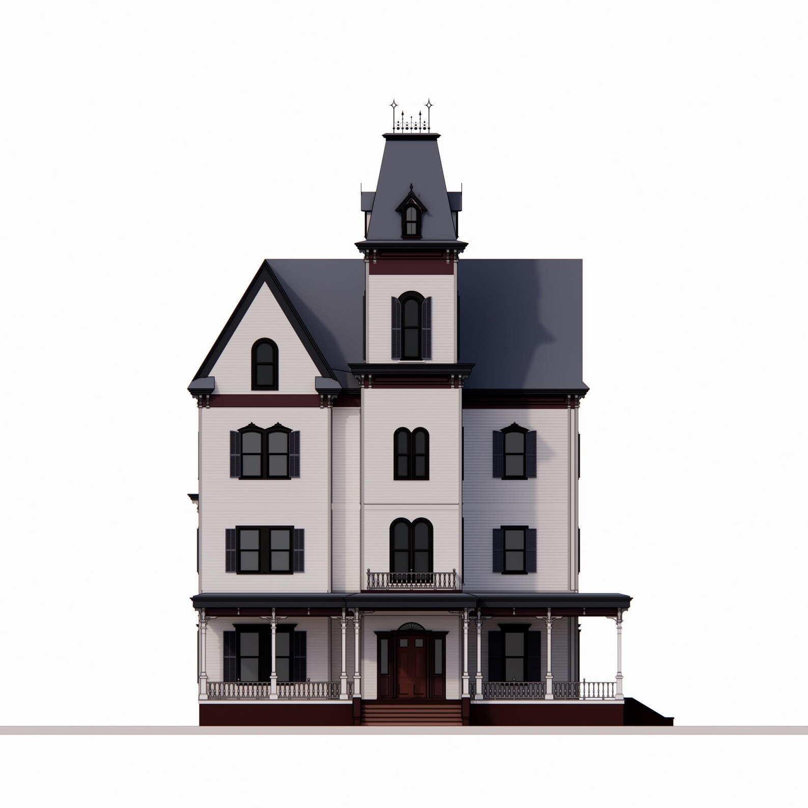 Victorian House 3D Model - Elegant 3 Story With a Large Tower ...