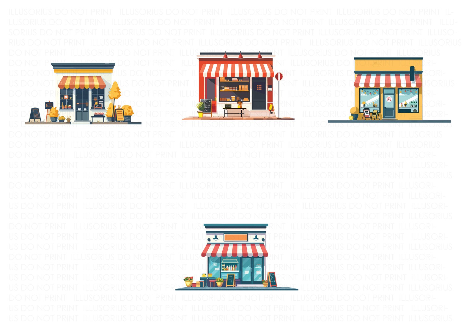 10 Small Shops Buildings- Storefront Little Colorful Shops, Clipart ...