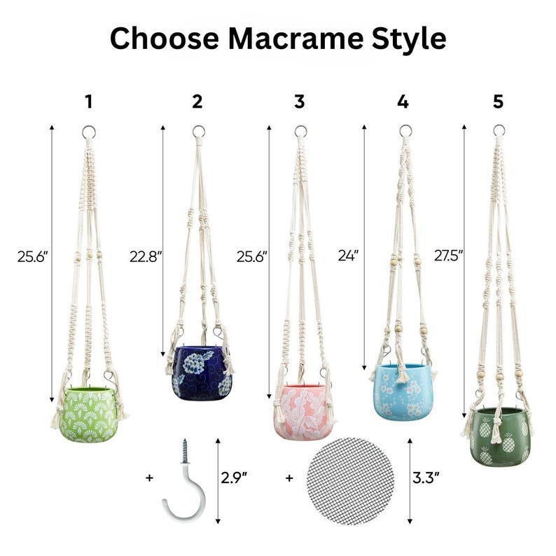 Moonflora Hanging Planter With Macrame Plant Hanger - Boho Wall Decor ...