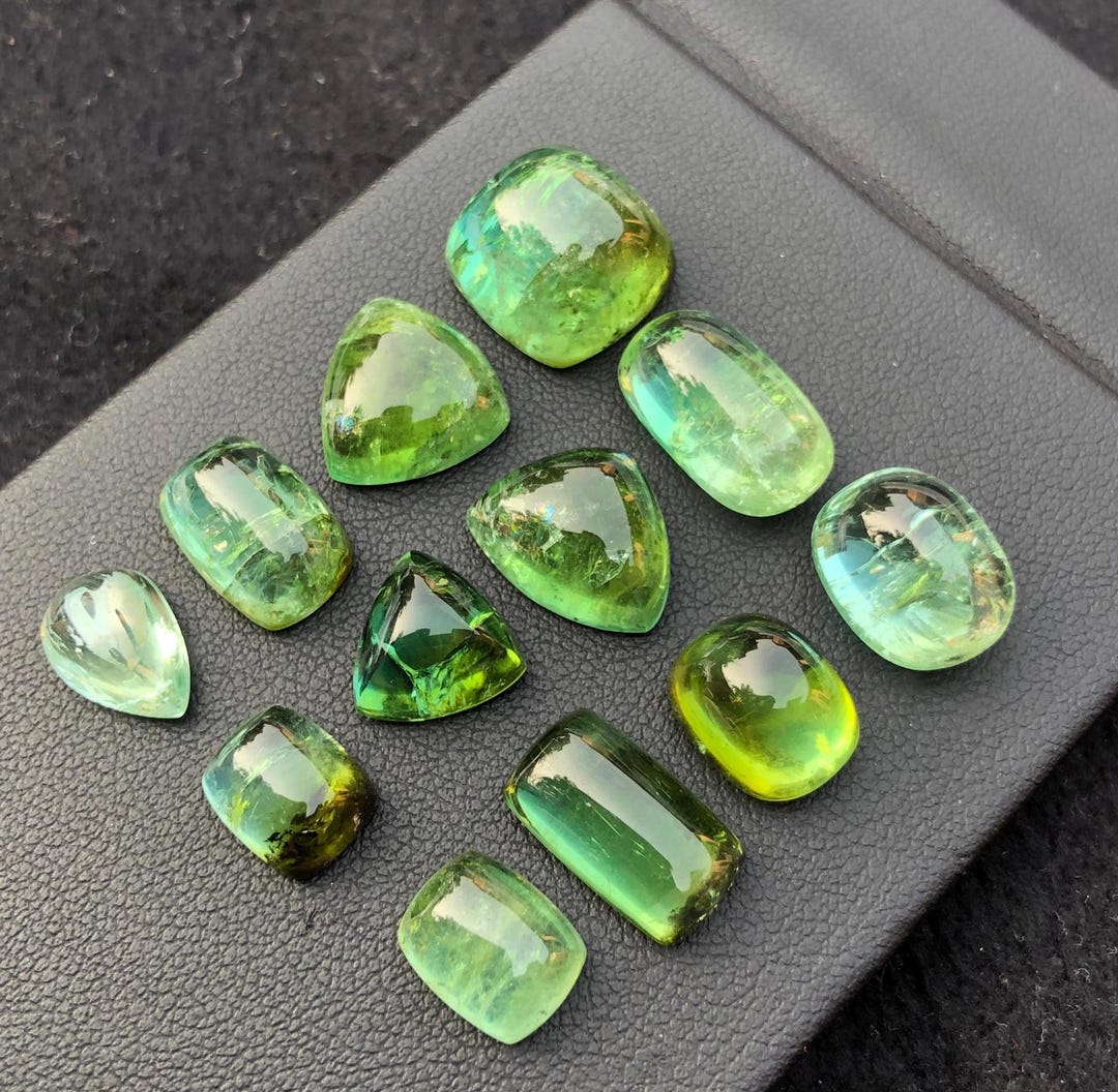 79.5 Carats Parrot Green Colour Tourmaline Cabochon Lot From ...
