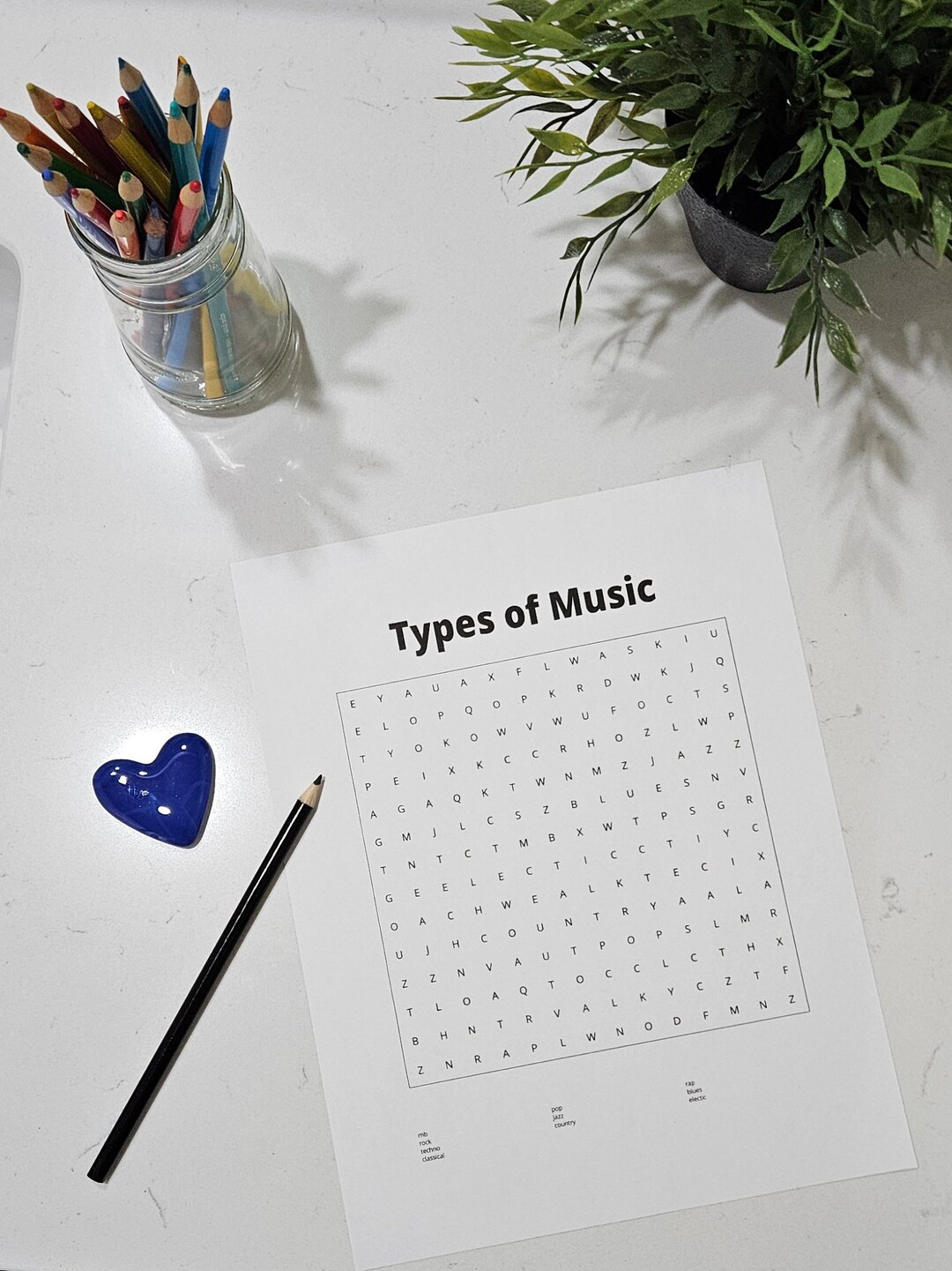 Types of Music Word Search Puzzle - Etsy