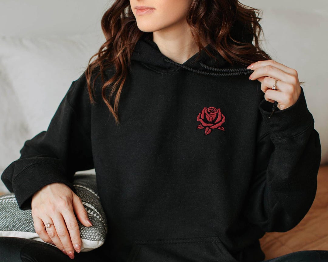 Vintage Rose Hoodie, Rose Hoodie, Vintage Hoodie, Embroidered Hoodie ...