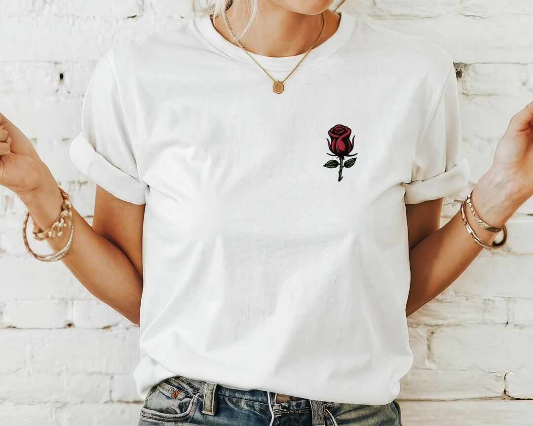 Rose T-shirt, the Rose Embroidery, Embroidered T-shirt, Floral Clothing ...