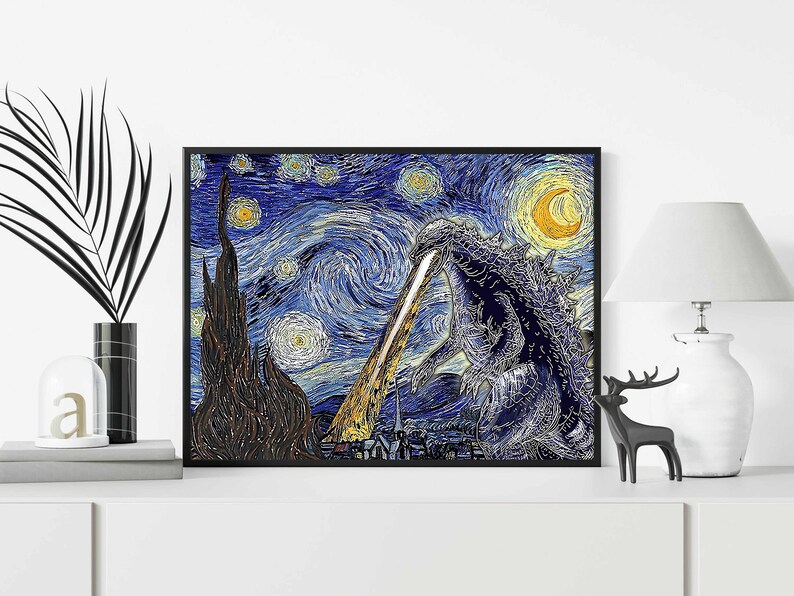 Godzilla Starry Night Horizontal Poster, Godzilla King of Monsters ...