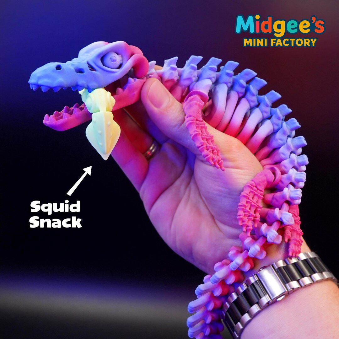 Flexi Skeleton Mosasaurus With Squid Snack & Stand | Articulated Ocean ...