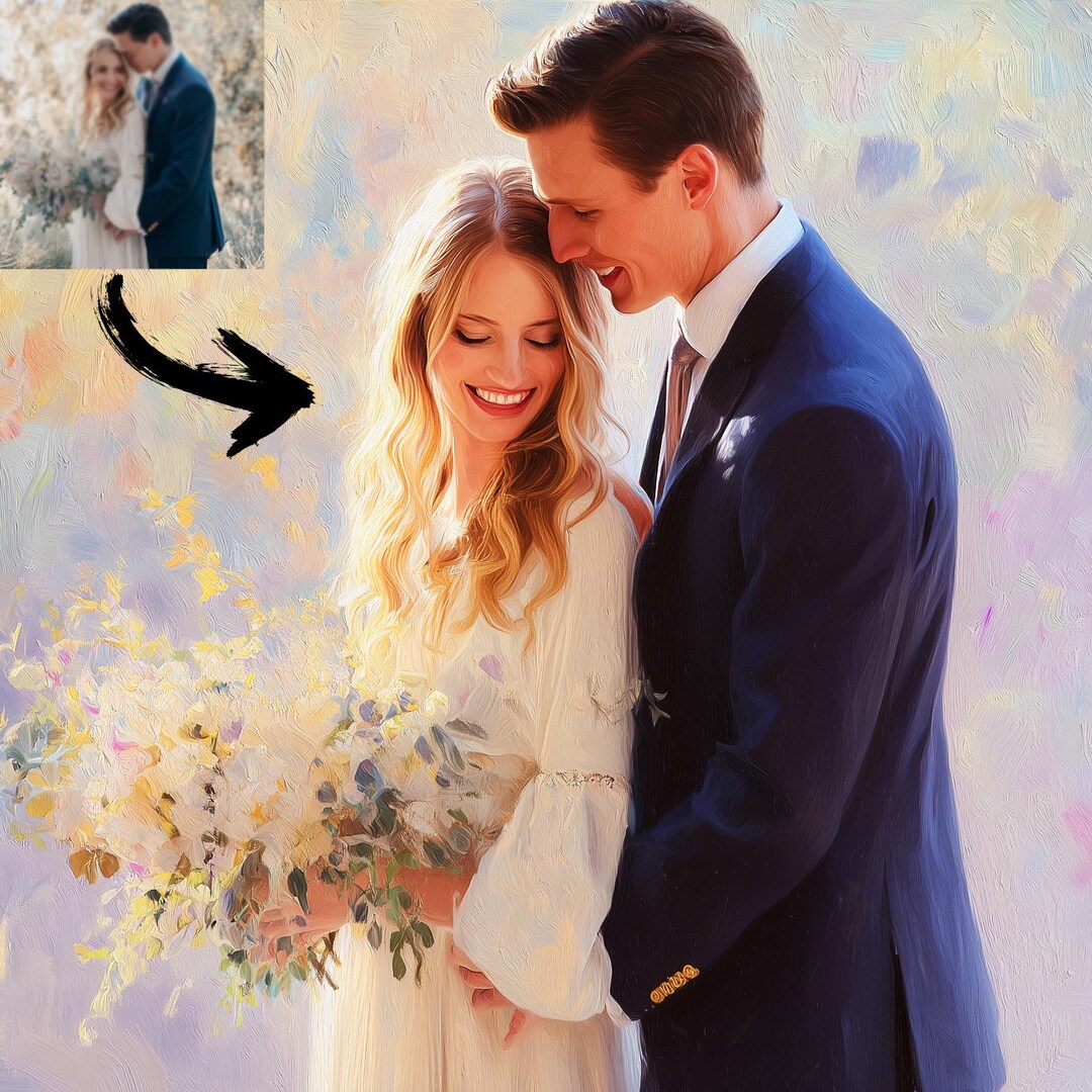 Custom Wedding Oil Painting From Photo – Hand-painted French ...