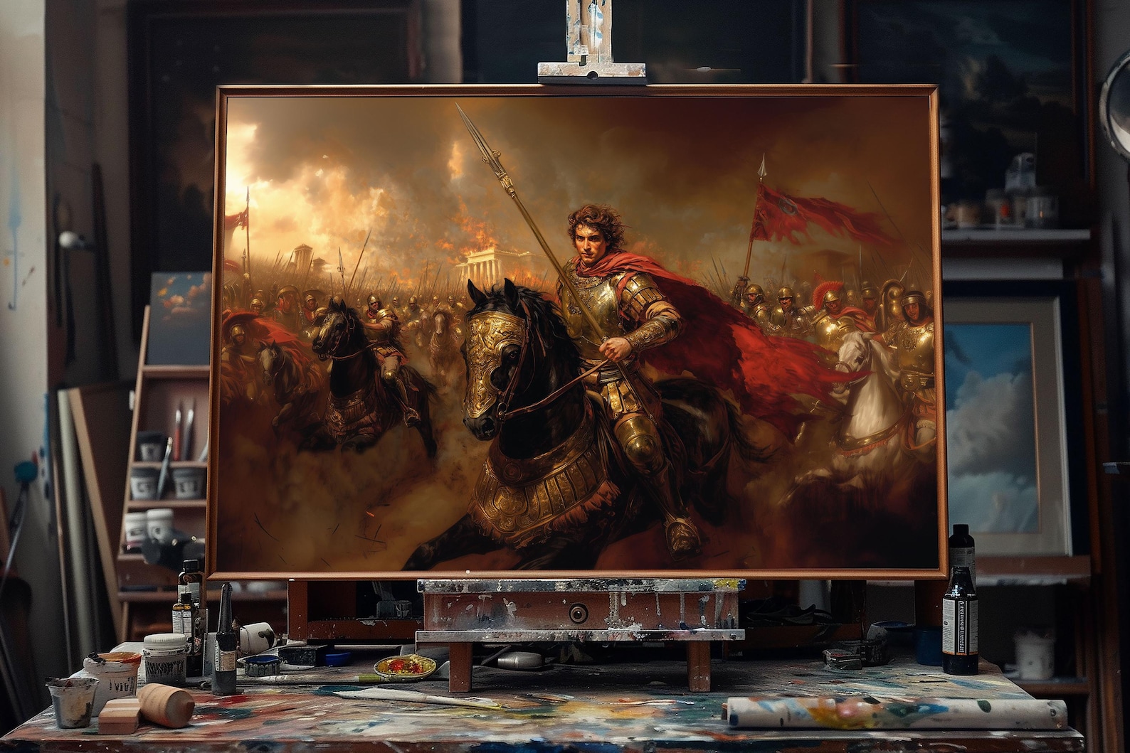 Fine Art Oil Painting Alexander the Great Leading Battle Charge ...