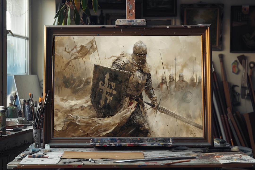 Fine Art Medieval Knight Oil Painting – Chivalry Wall Art, Armored ...