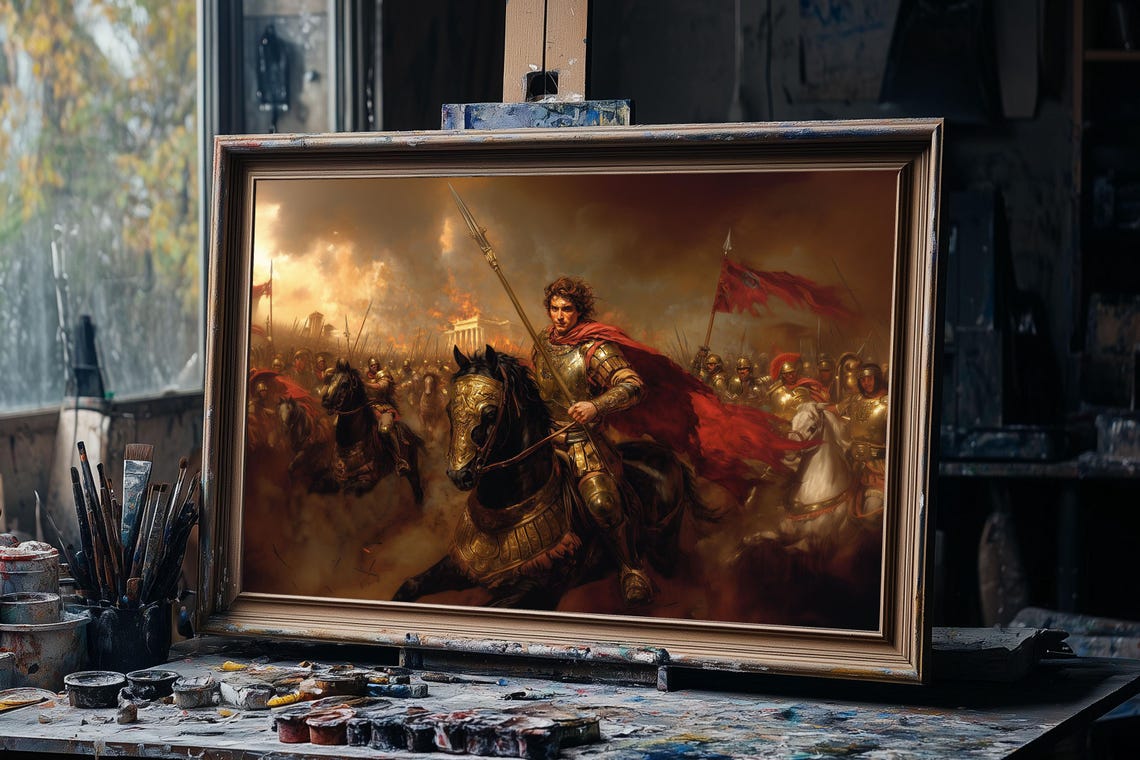 Fine Art Oil Painting Alexander the Great Leading Battle Charge ...