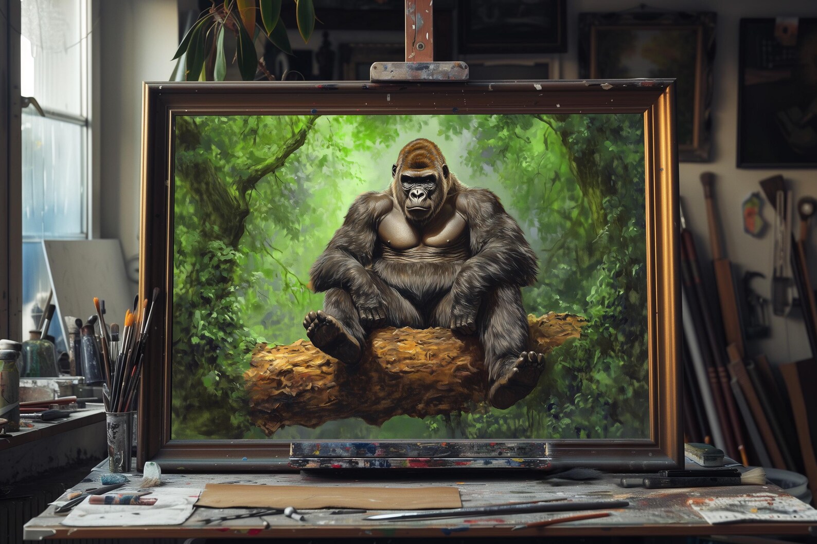 Original Oil Painting Silverback Gorilla, No-frame Oil Painting Canvas ...