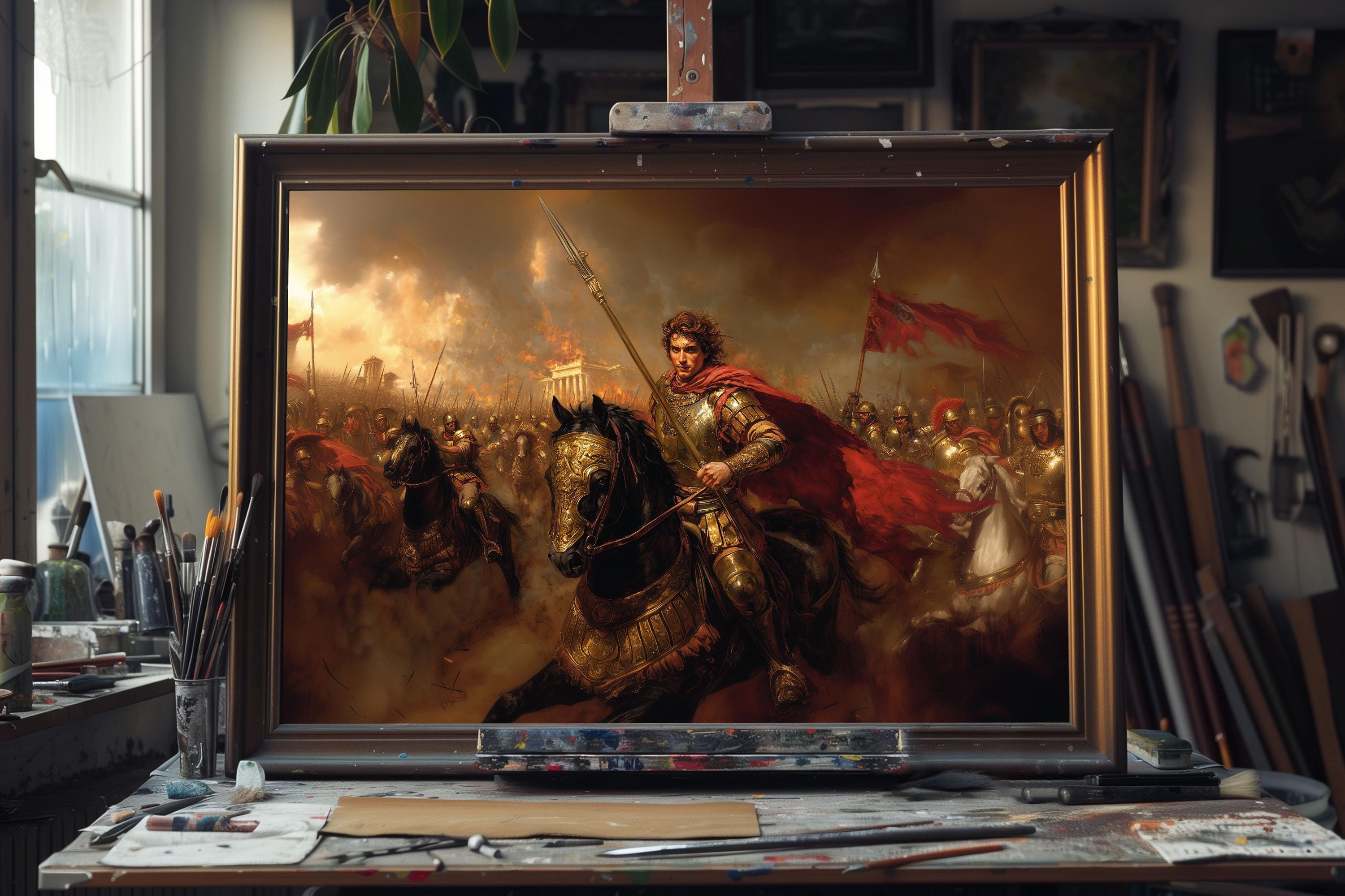 Fine Art Oil Painting Alexander the Great Leading Battle Charge ...