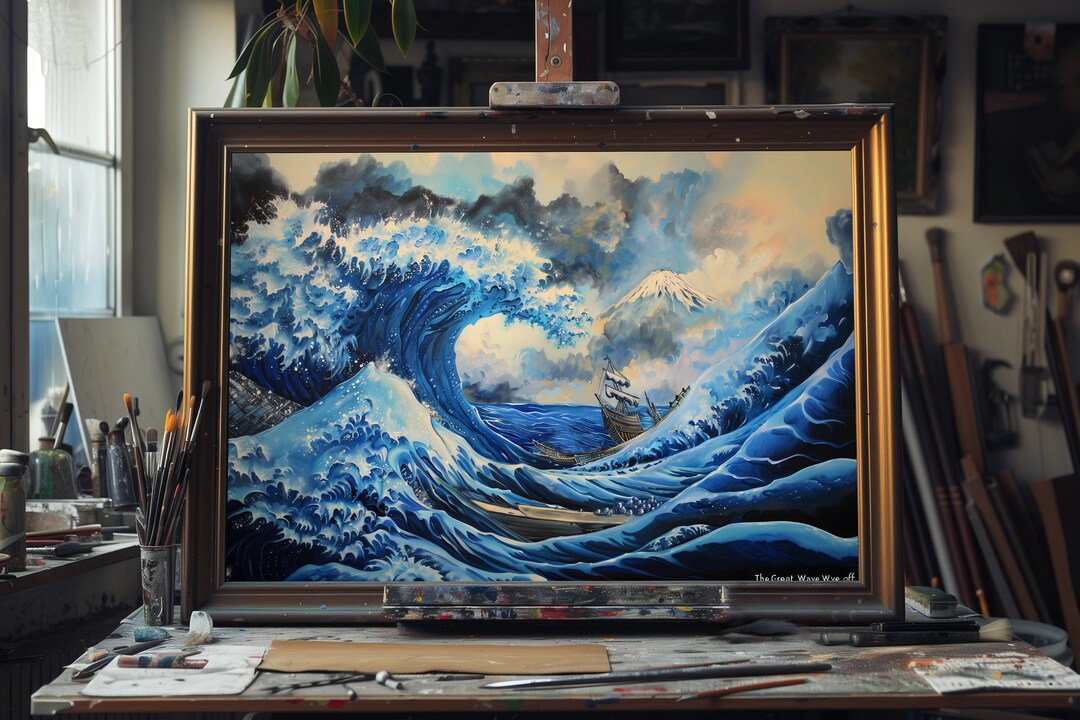 Original Oil Painting the Great Wave off Kanagawa, No-frame Oil ...