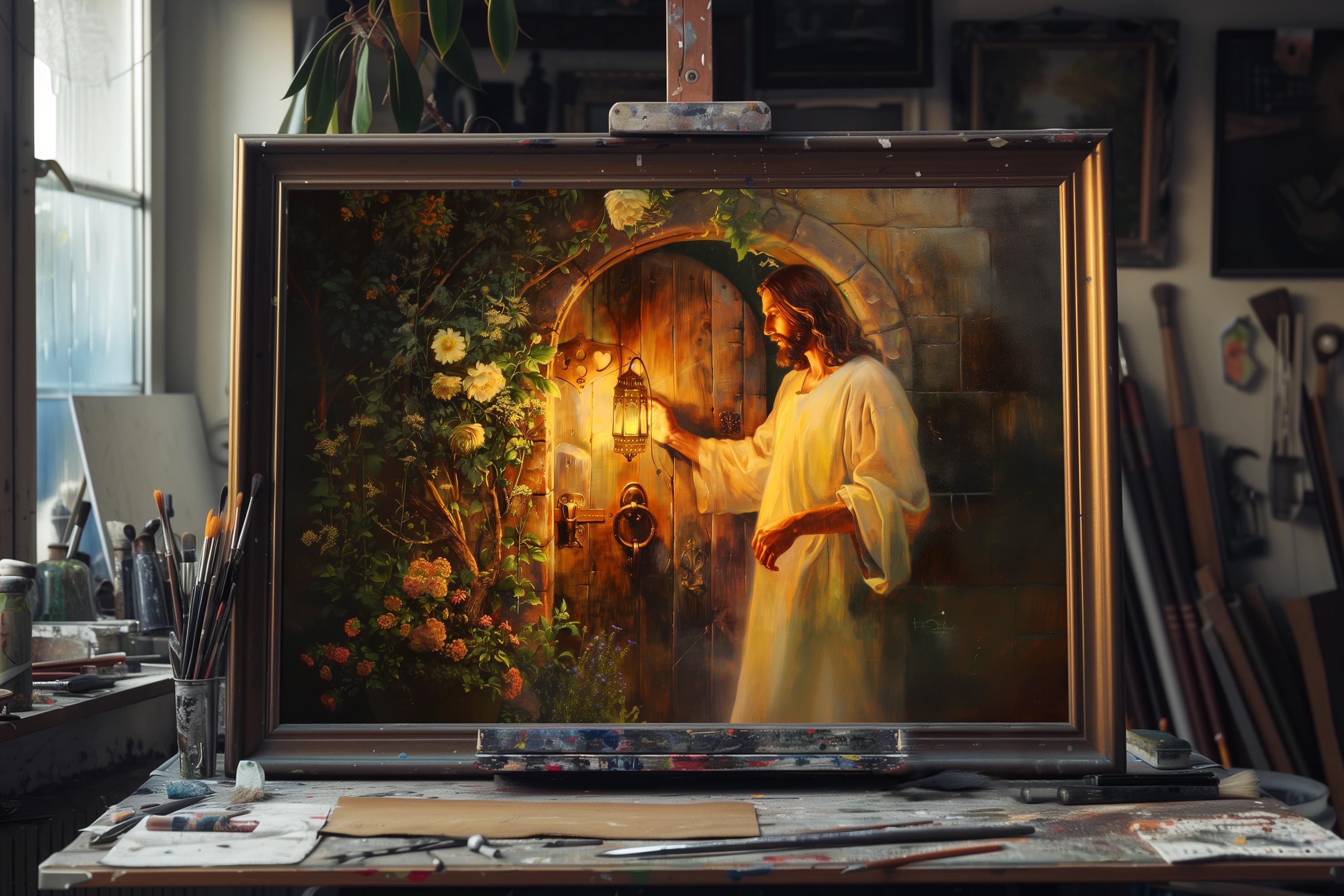 Fine Art Jesus Knocking at the Door Oil Painting – Christian Wall Art ...