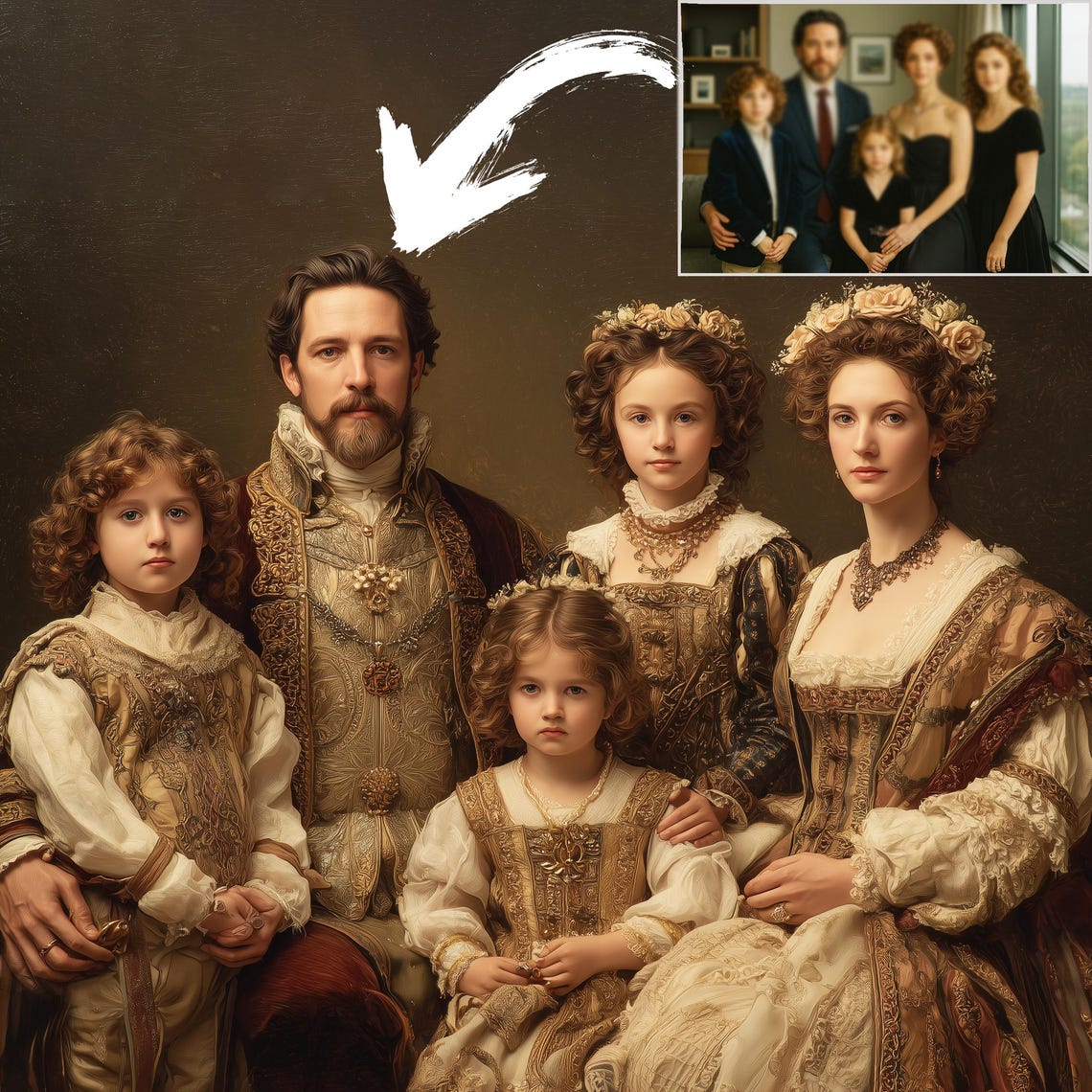 Custom Royal Family Portrait in Renaissance Court Style, Elegant Oil ...