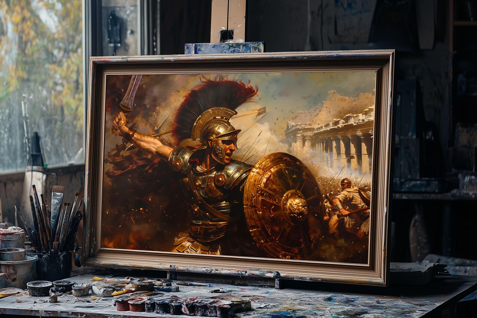 Fine Art Oil Painting Roman Centurion, Ancient Warrior Canvas Art ...