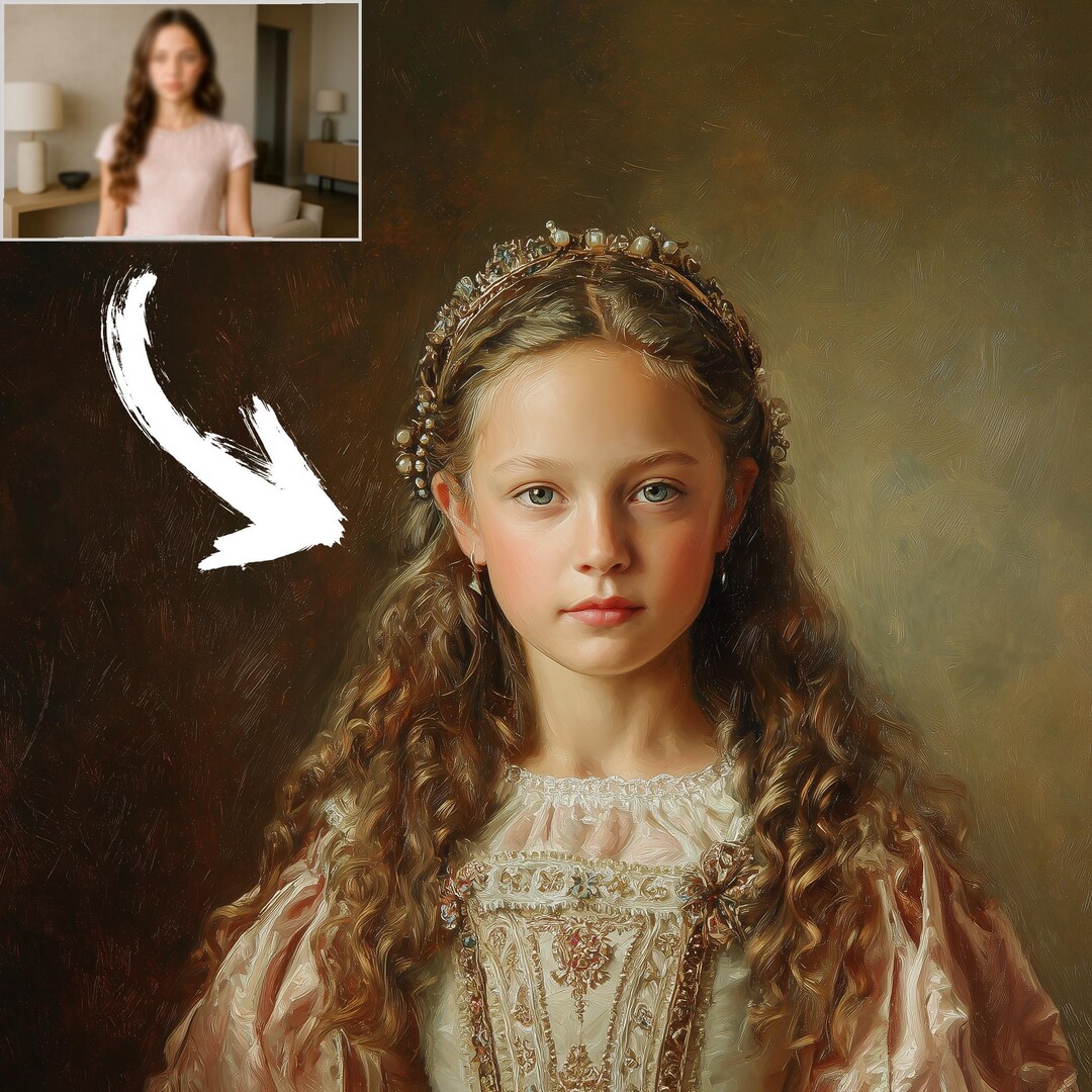 Custom Oil Painting Kid Portrait as Royal Young Noble, Regal Child ...