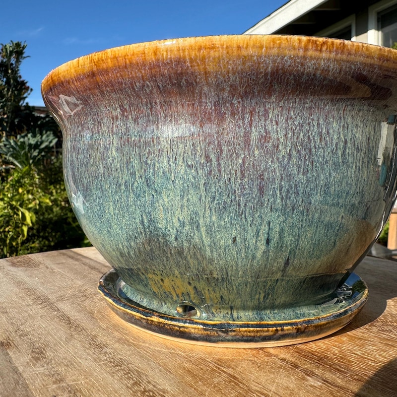 Glazed Plant Pot With Saucer - Etsy