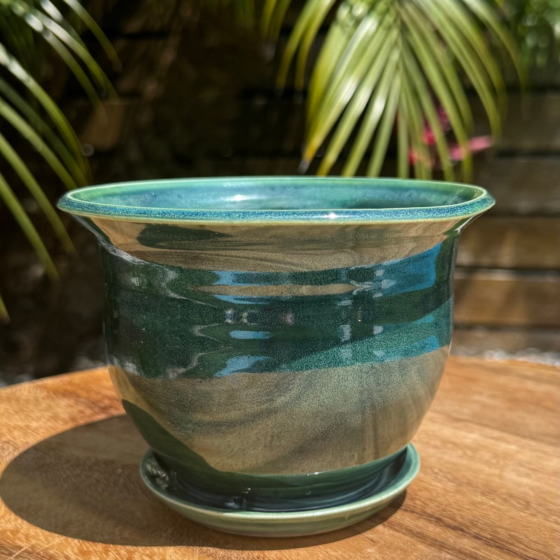 Glazed Plant Pot With Saucer - Etsy