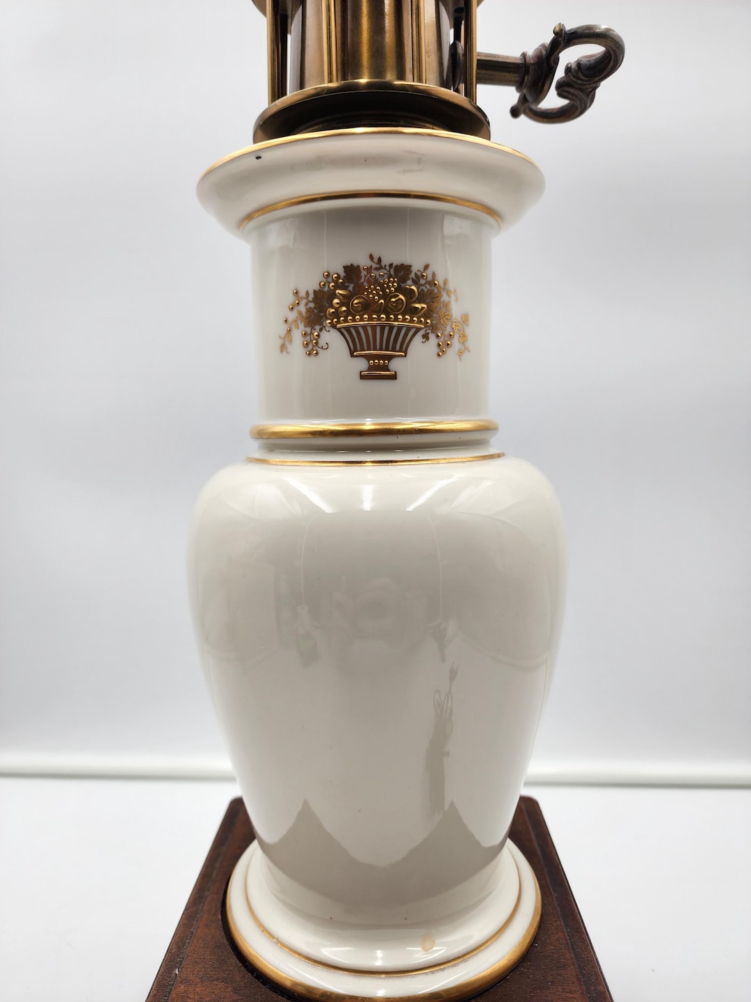 Rare Vintage Lenox Lamp With Key Decor and Wooden Base With Embroidered ...