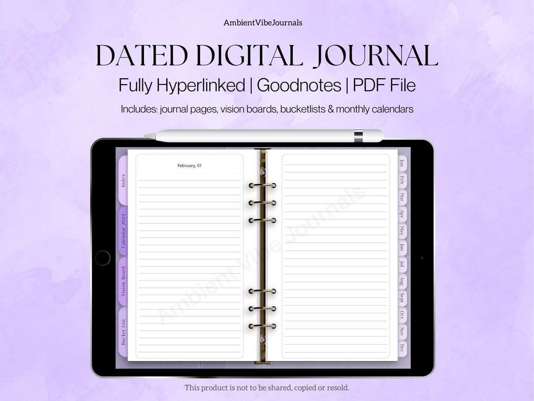 Daily Digital Journal Fully Hyperlinked Goodnotes Journal PDF File - Etsy