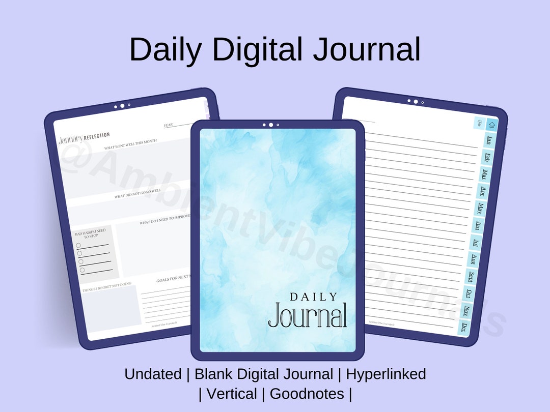 Sky Blue Simple Daily Journal vertical Fully Hyperlinked Goodnotes ...