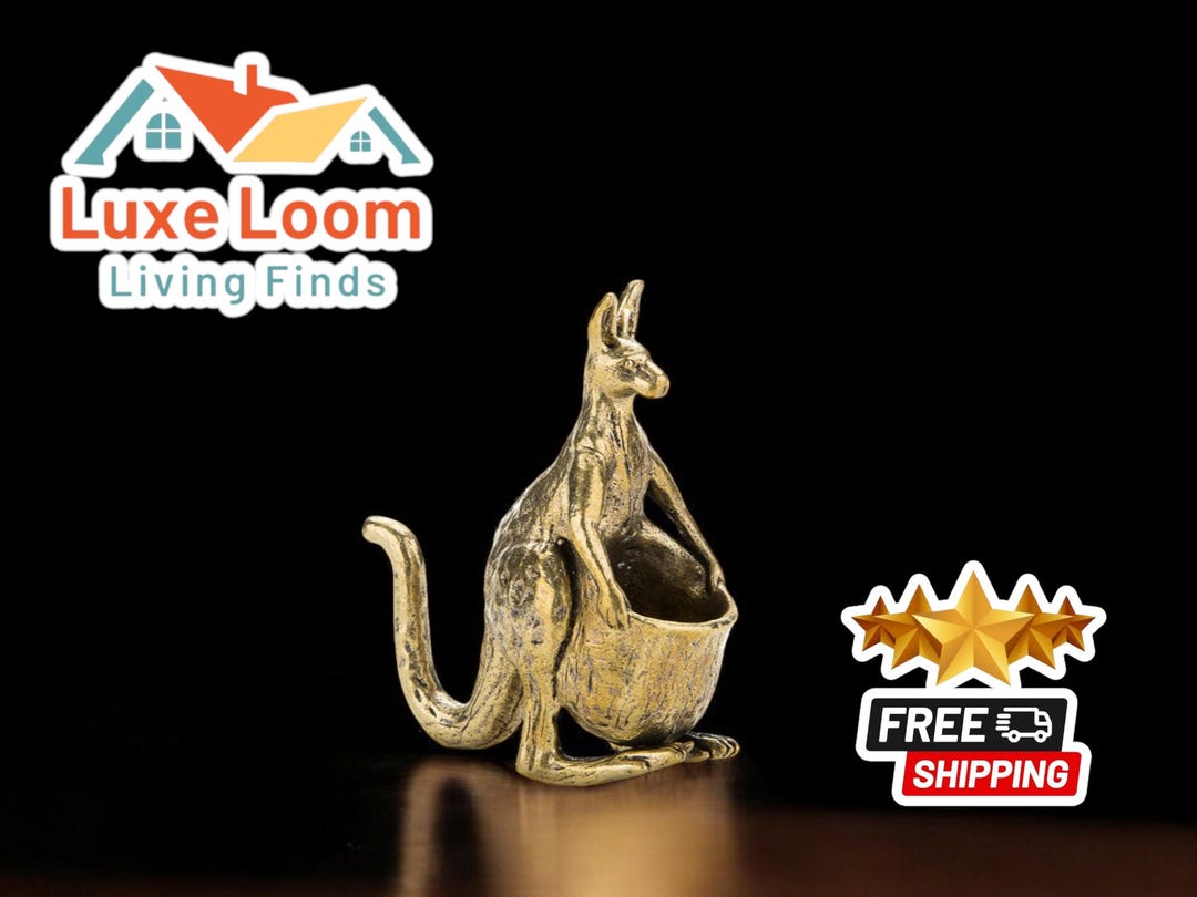 Solid Brass Kangaroo Statue | Retro Copper Miniature Figurine | Desk ...