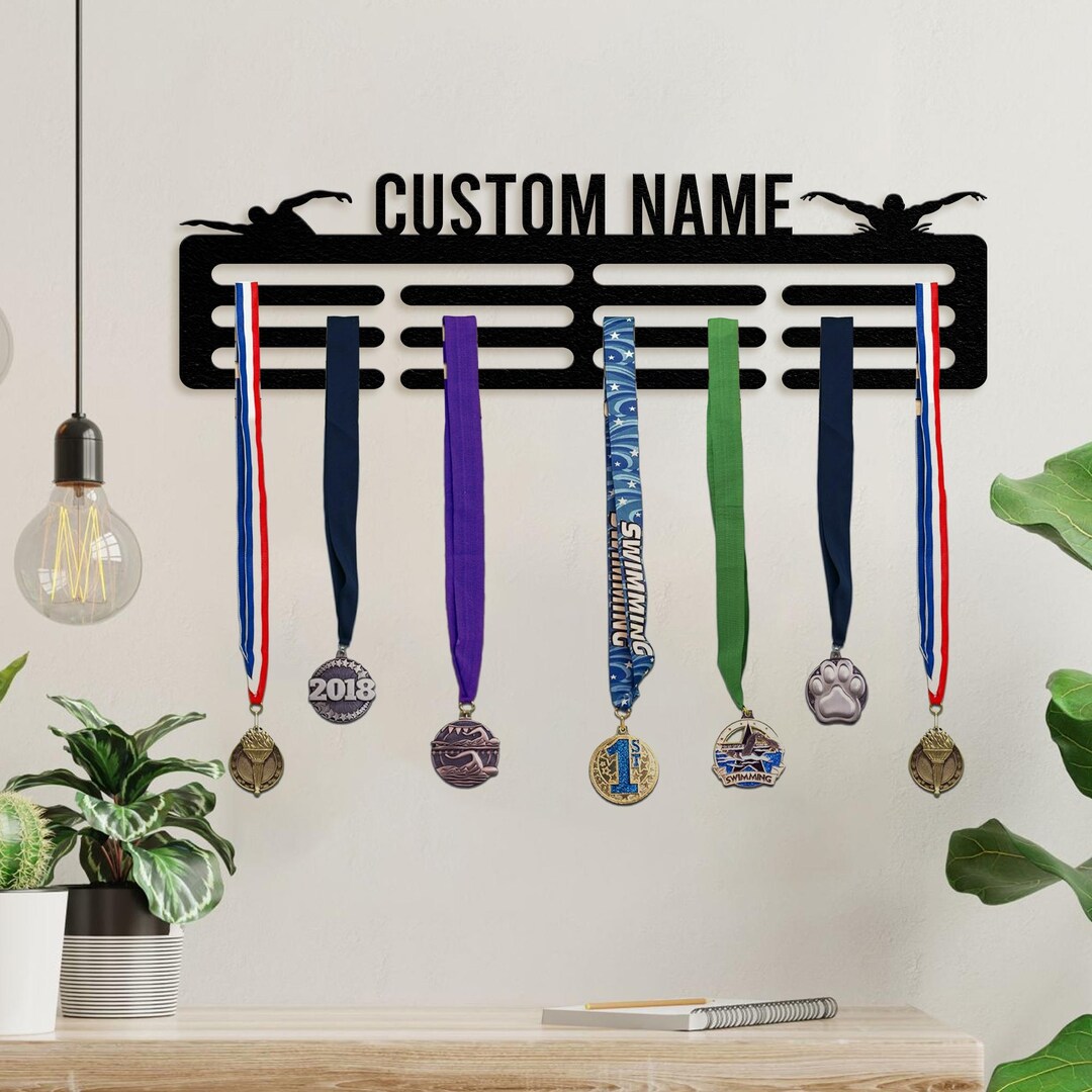 Custom Swimming Medal Holder, Swimming Medal Hanger, Swimmer Medal ...