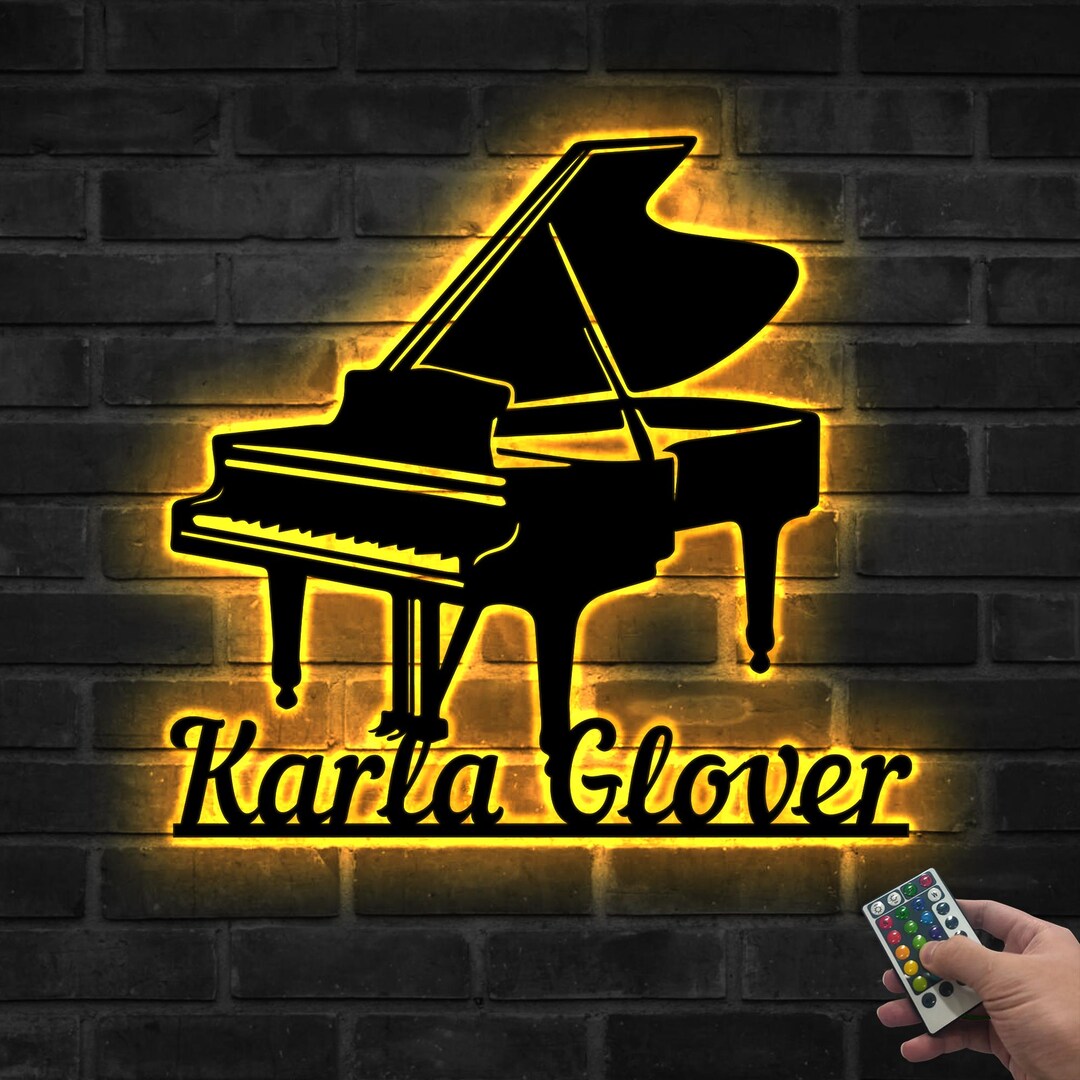 Personalized Piano Wall Art Metal Sign With Led Lights, Custom Piano ...