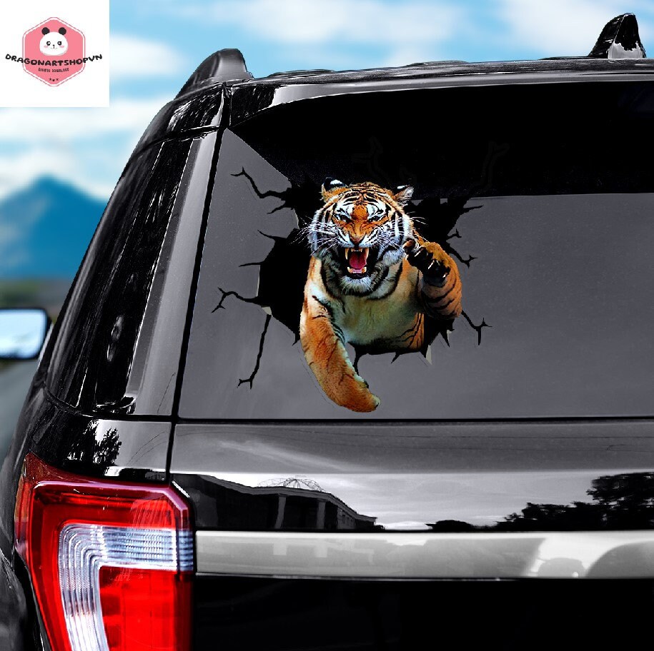 Tiger Vinyl Decal for Car, Tiger Bumper Sticker, Tiger Peeking Vinyl ...