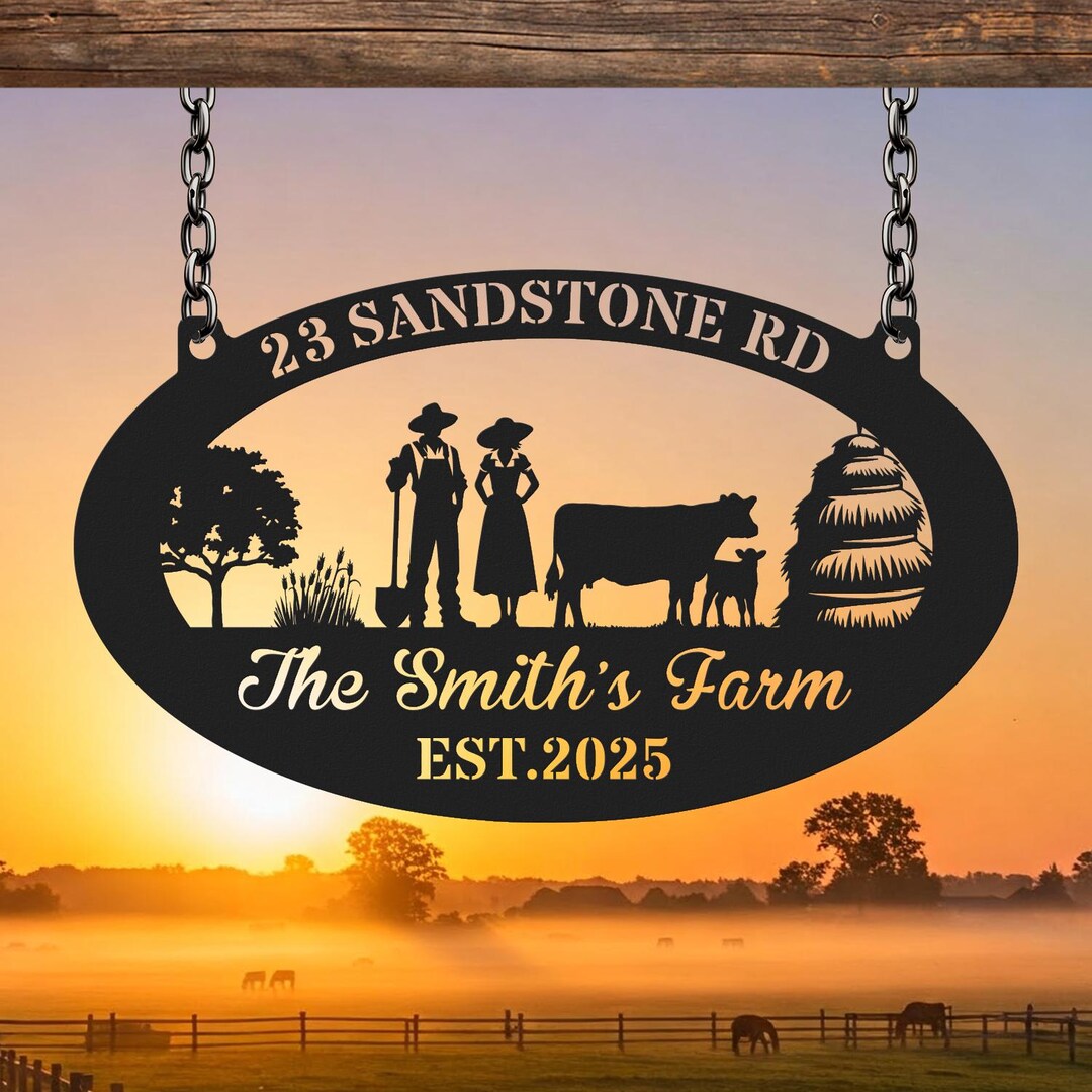 Custom Family Farm Sign, Ranch Sign With Address, Metal Farmhouse Wall ...