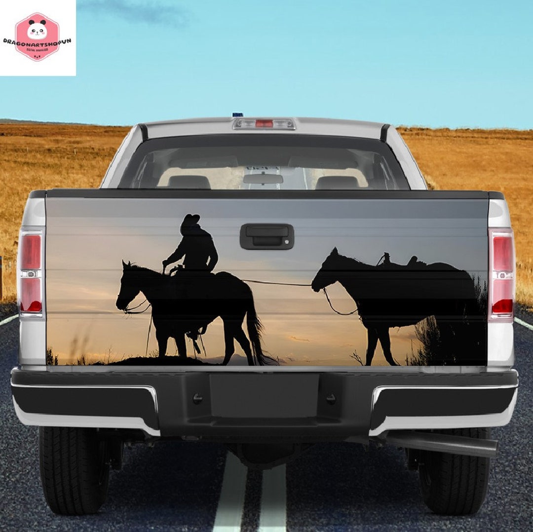 Cowboy and Horse Tailgate Wrap, Cowboy Adventure Decal Car, Wild West ...