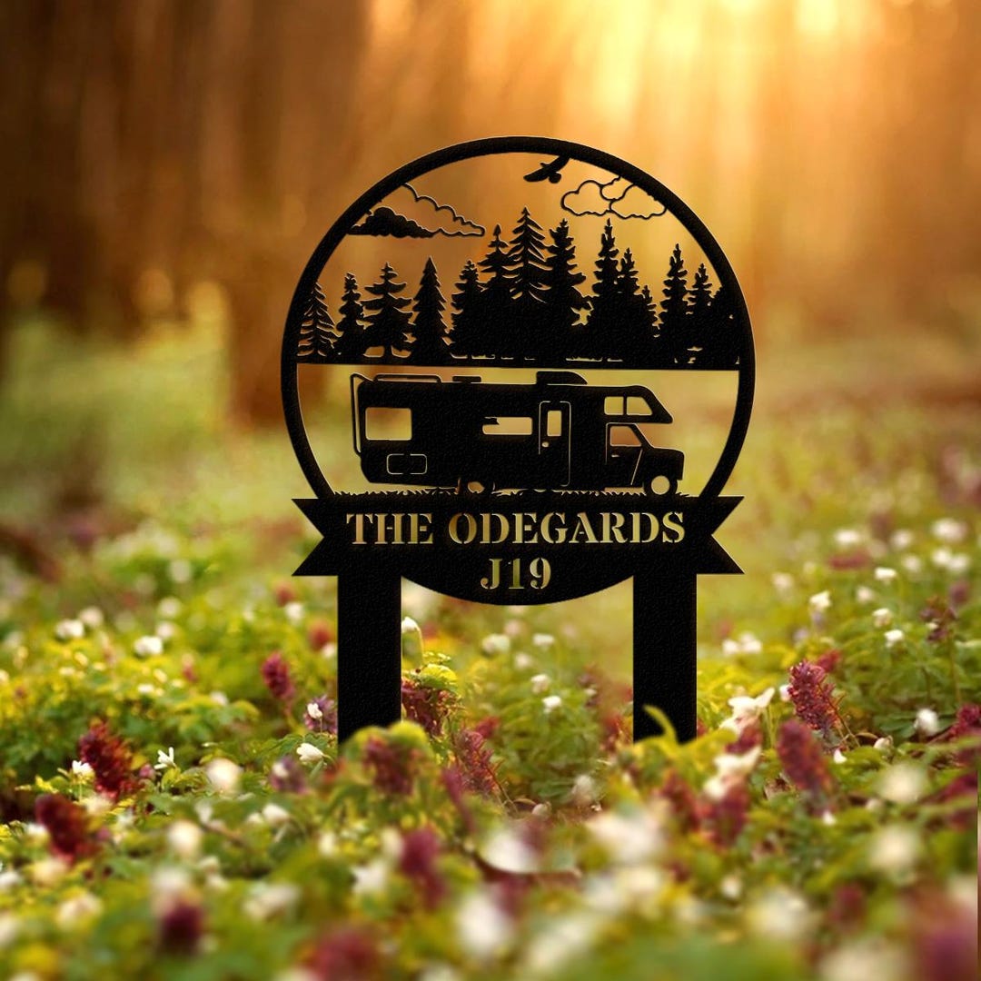 Custom Camping Metal Sign, Camping Yard Sign, Campsite Flag, Family ...