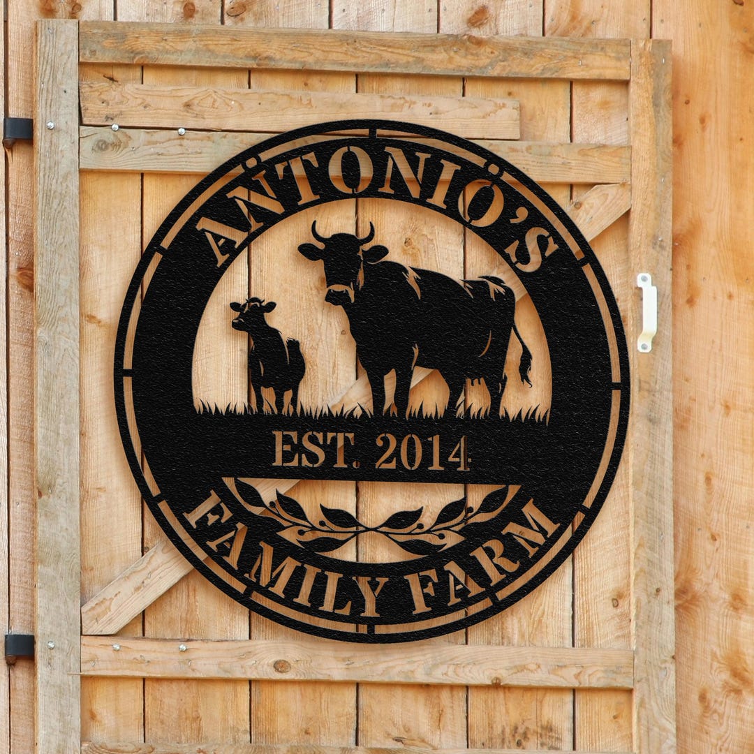 Personalized Cow Metal Farm Sign, Custom Cow Farm Sign, Cow Ranch Decor ...