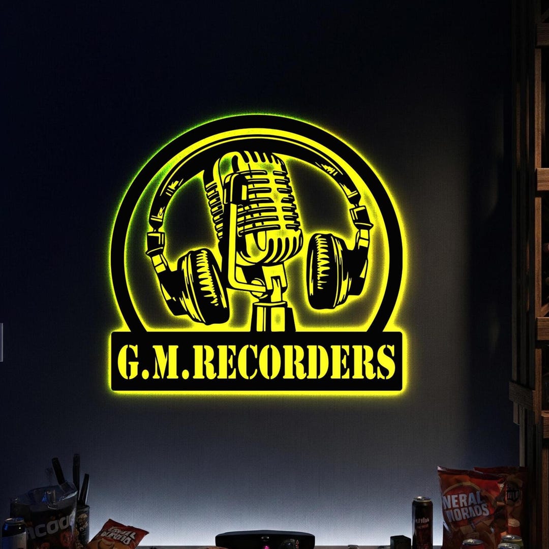 Custom Music Audio Studio Metal Sign LED Light, Musical Musician Room ...