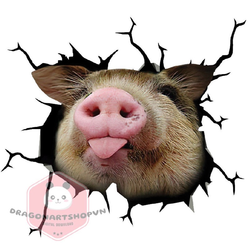 Funny Pig Vinyl Decal for Car, Pink Pig Bumper Sticker, Pig Vinyl ...
